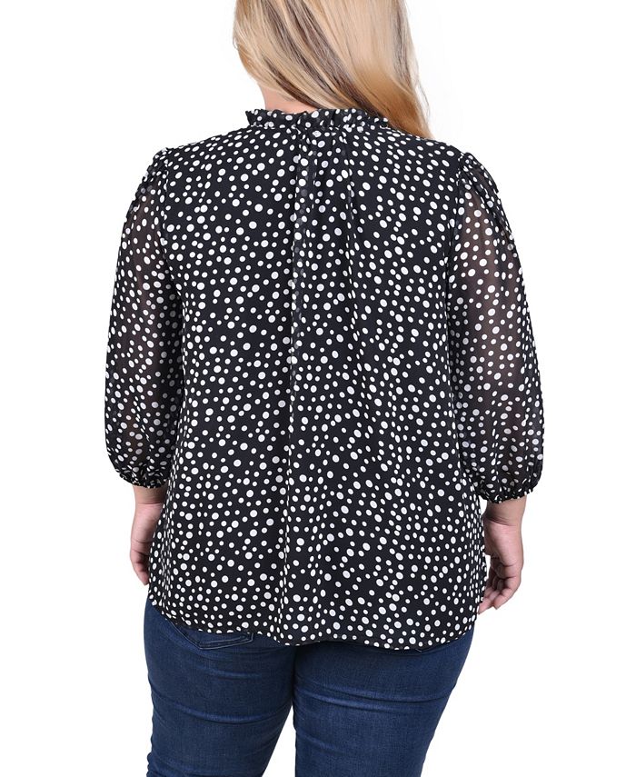 NY Collection Plus Size 3/4 Sleeve Chiffon Blouse - Macy's