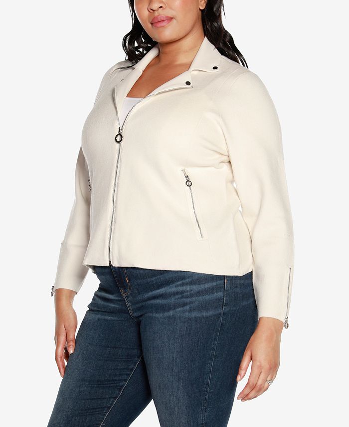 Belldini Black Label Plus Size Motorcycle Sweater Jacket - Macy's
