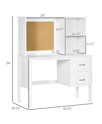 HOMCOM Computer Desk with Drawers & Shelves, Office Desk with Storage ...