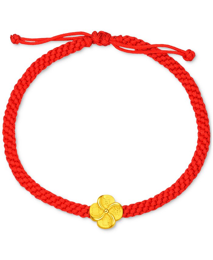 Chow Tai Fook Lucky Symbol Woven Cotton Bolo Bracelet in 24k Gold - Macy's