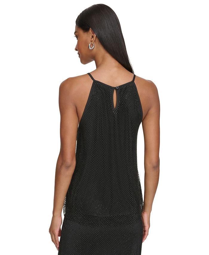 Calvin Klein Women's Crystal-Mesh Tank Top - Macy's