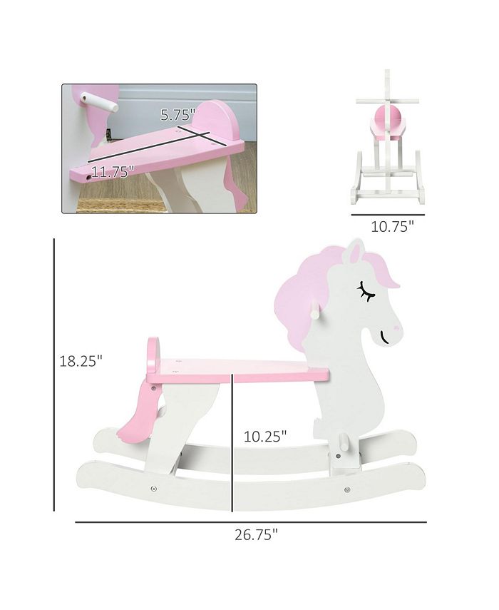 Qaba Little Wooden Rocking Horse Toy for Kids' Imaginative Play ...