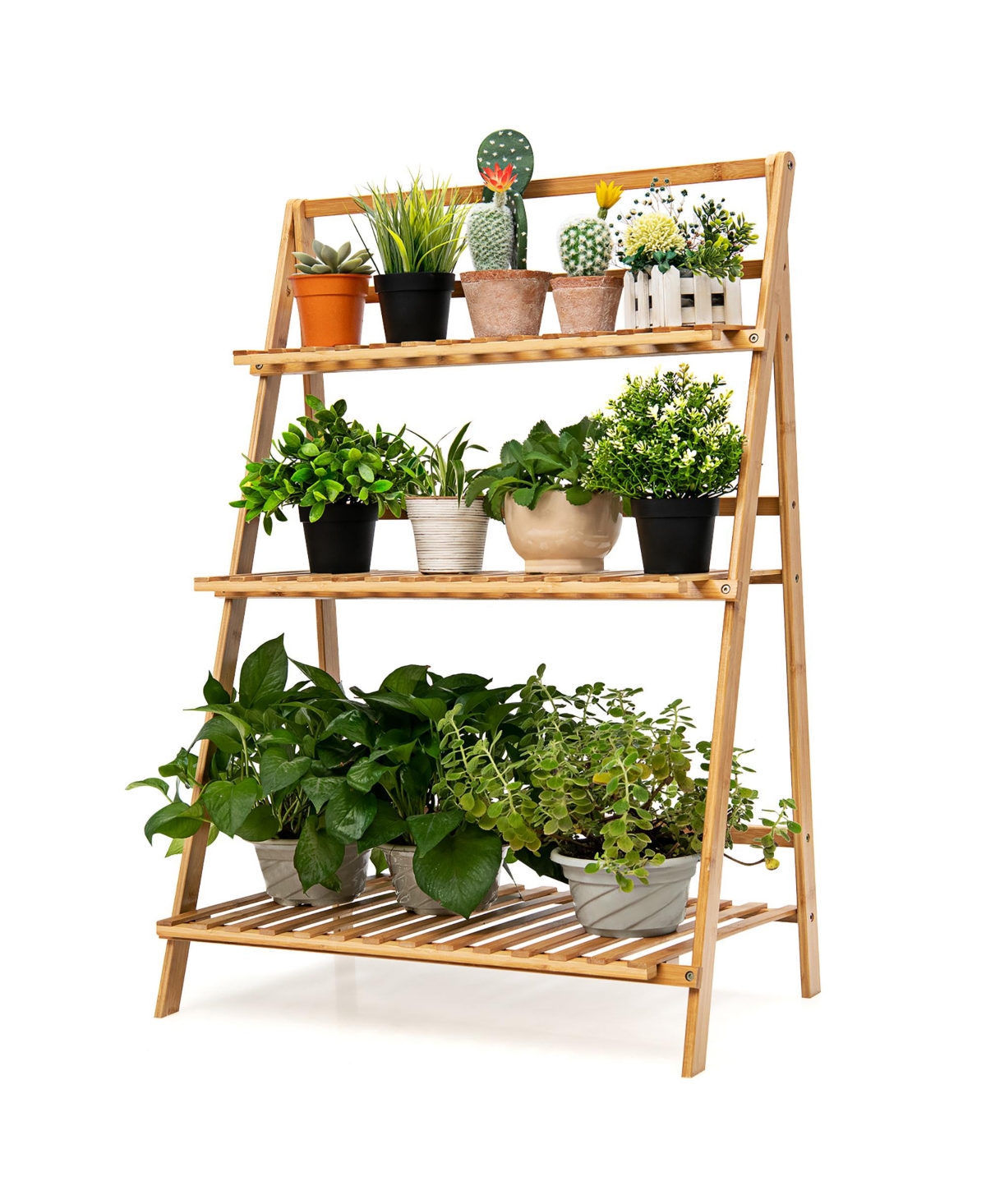 Click here for Bamboo Ladder Plant Stand 3-Tier Foldable Flower P... prices