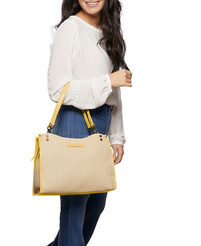 American Leather Co. Women's Lenox Raffia Triple Entry Satchel Handbag ...