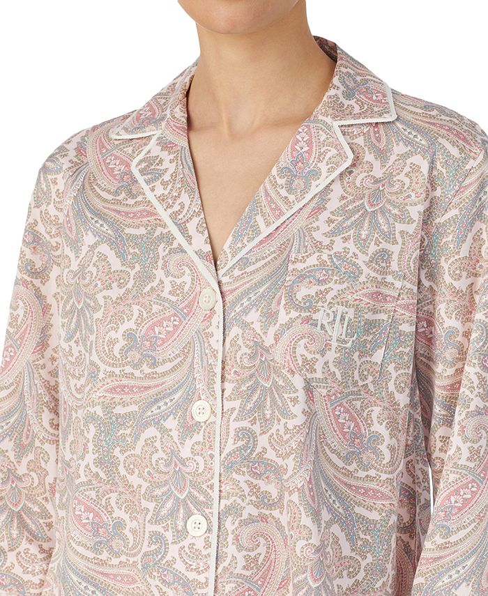 Lauren Ralph Lauren Women's Paisley Long-Sleeve Top and Pajama Pants Set - Macy's