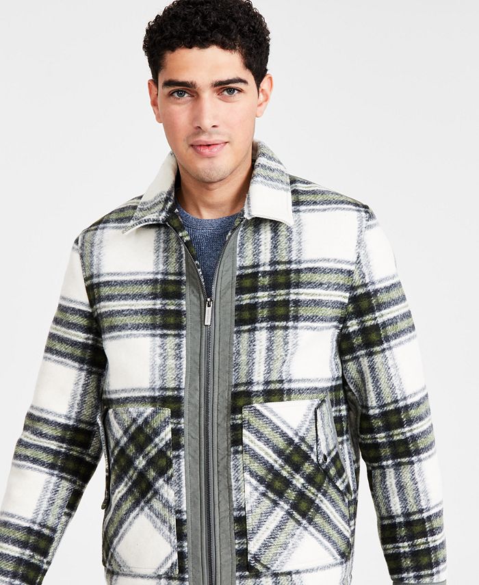 Native Youth Men's Padded Zip-Front Check Coach Jacket - Macy's