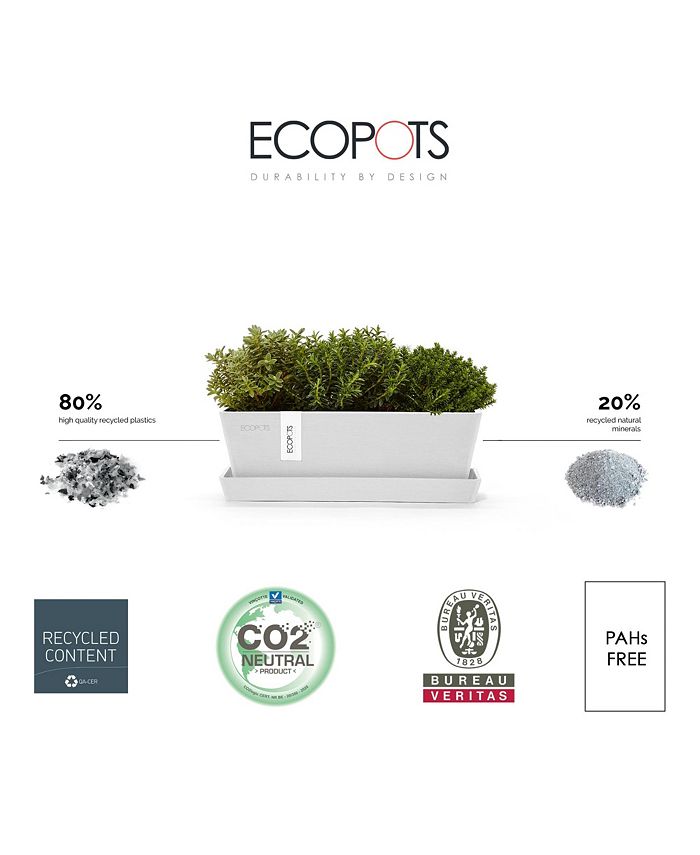 ECOPOTS Bruges Modern Plastic Rectangular Planter with Saucer, 10in ...