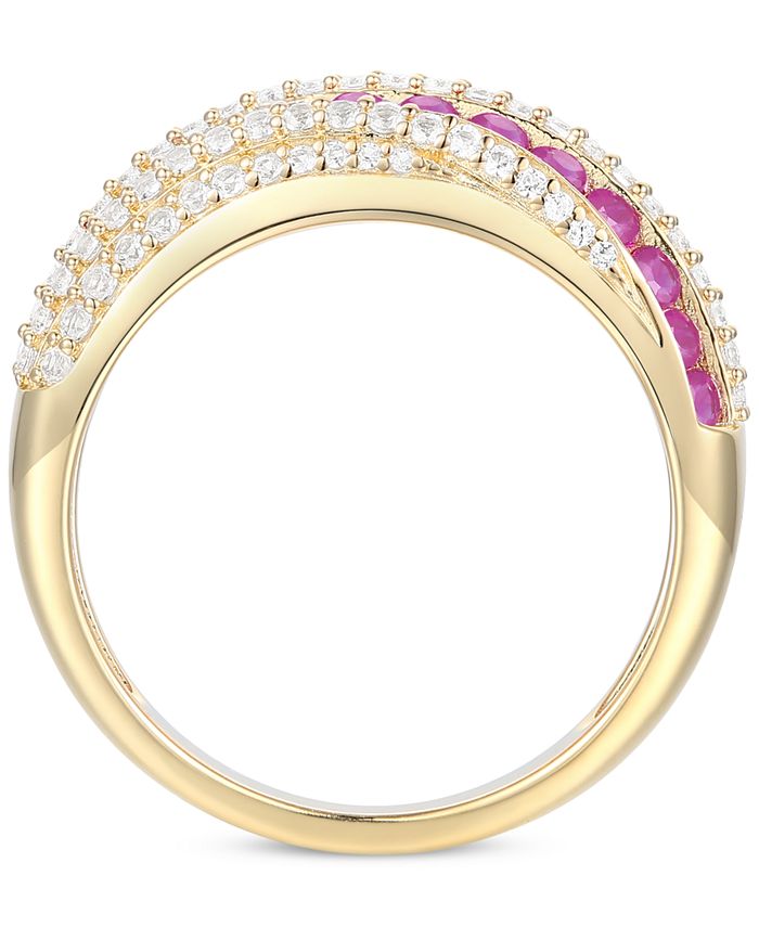 Macy's Ruby (1 ct. t.w.) & Diamond (1/2 ct. t.w.) Multirow Band in 14k ...