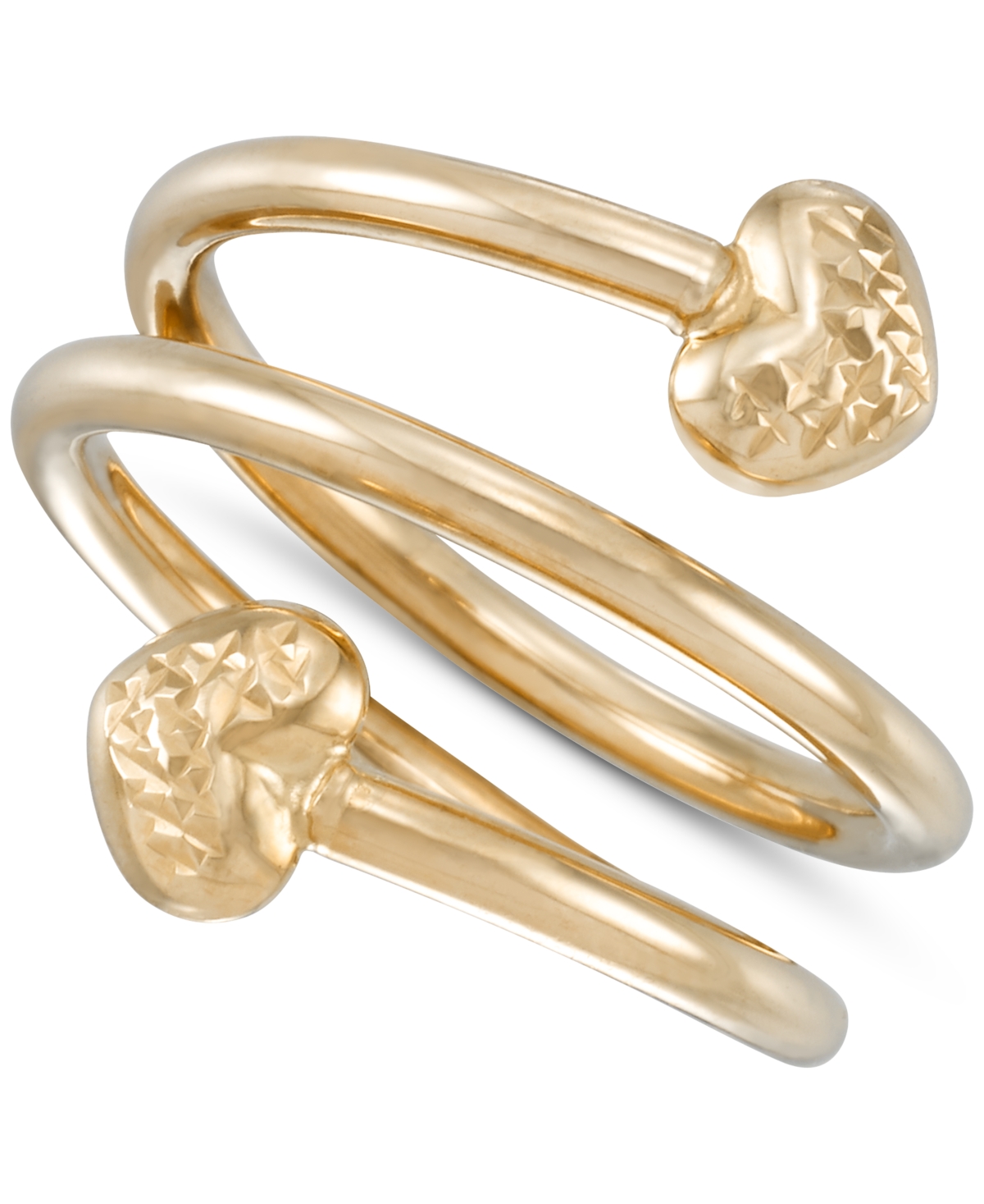 Click here for Textured Heart Polished Spiral Bypass Ring in 10k... prices