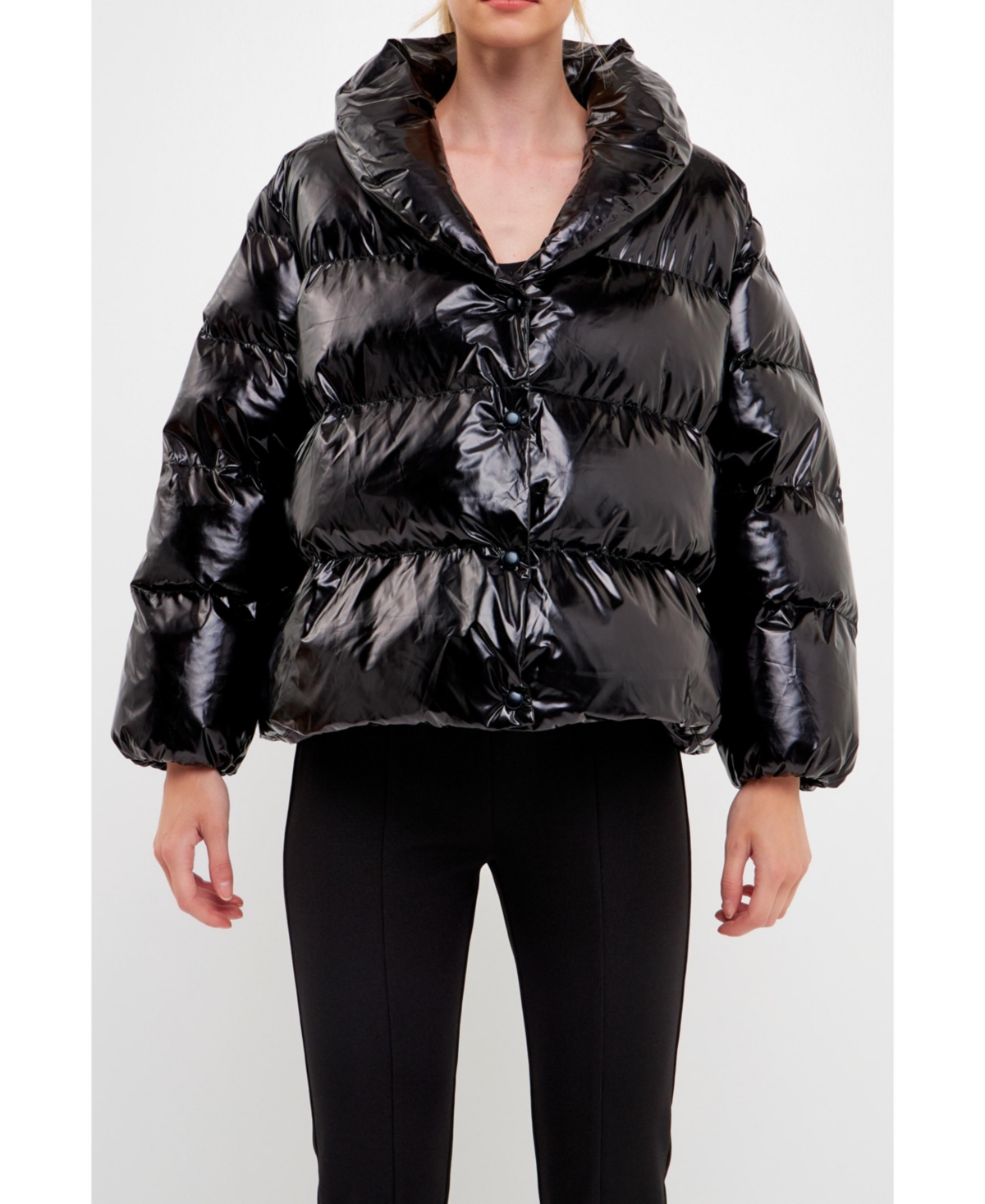 Click here for endless rose Womens Belted Puffer Jacket - Black prices