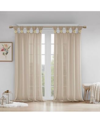 Gracie Mills 1-PC Embellished Cuff Tab Top Solid Window Curtain Panel ...