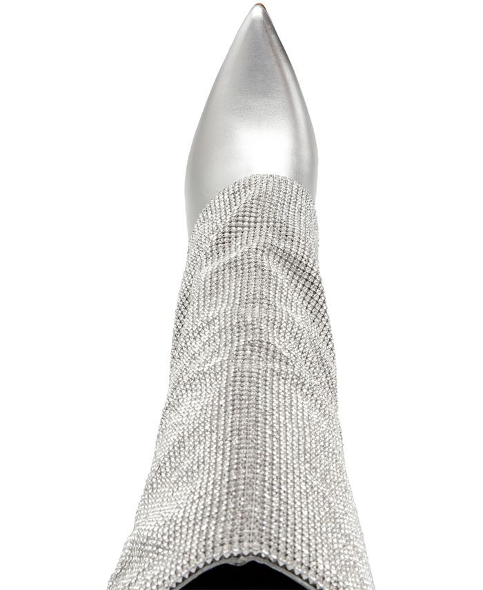 Steve Madden Women's Risky-R Rhinestone Cuff Wedge Dress Boots - Macy's