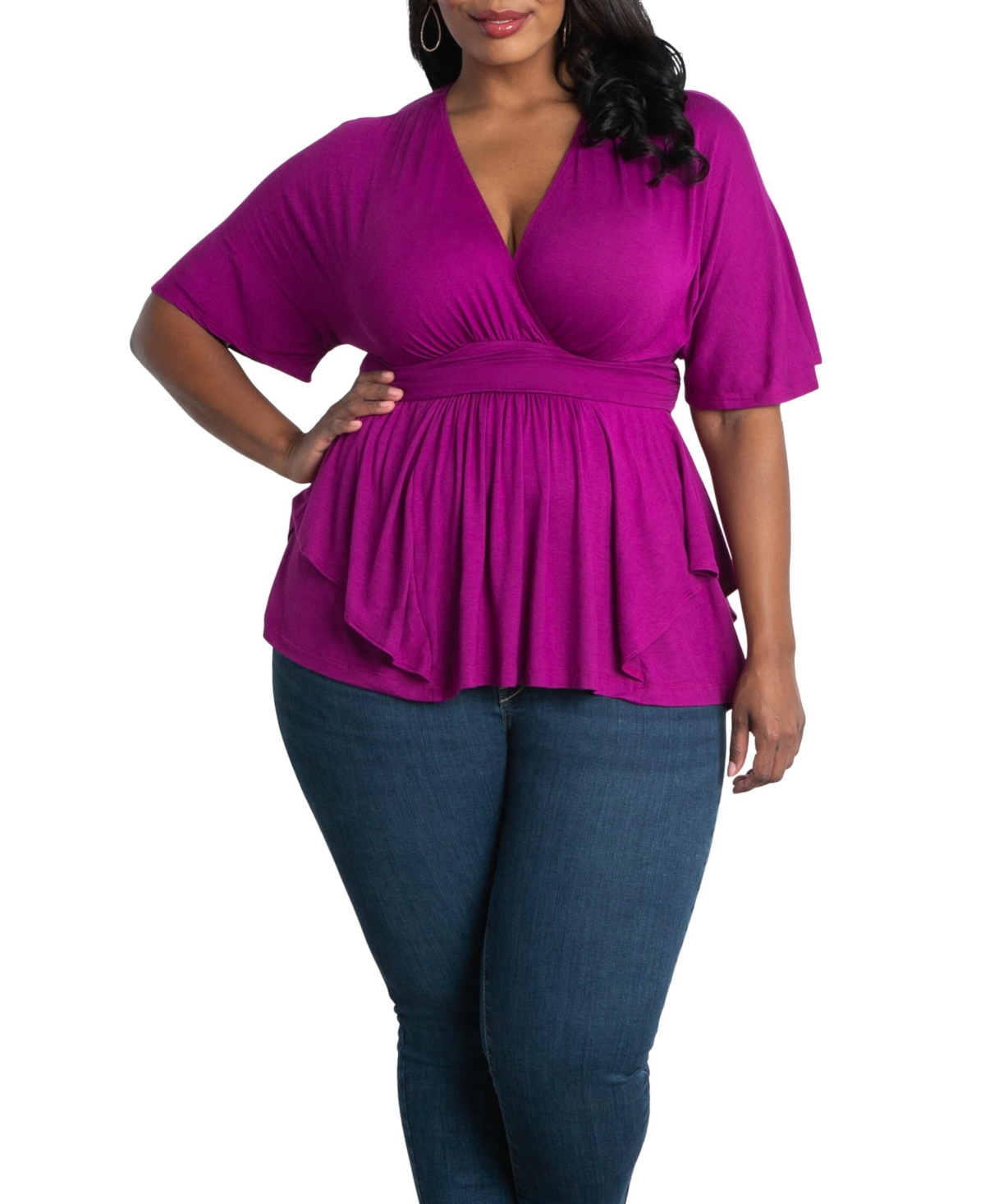 Click here for Kiyonna Plus Size Promenade Jersey Top - Orchid prices
