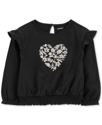 Carter's Toddler Girls Heart Ruffled Cotton Jersey Top - Macy's