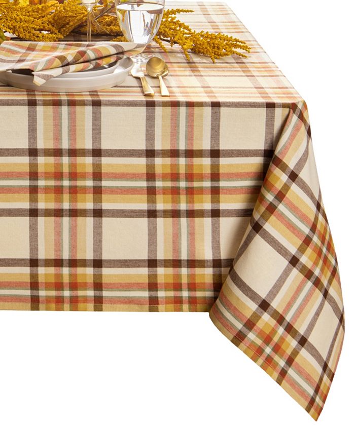Elrene Russet Harvest Plaid Table Linens Collection - Macy's
