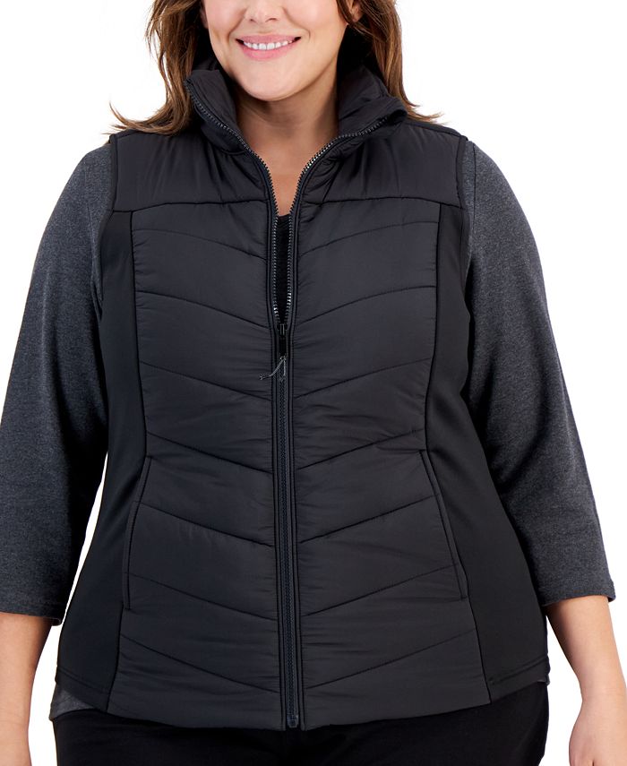 ID Ideology Plus Size Zip-Front Puffer Vest, Created for Macy's - Macy's
