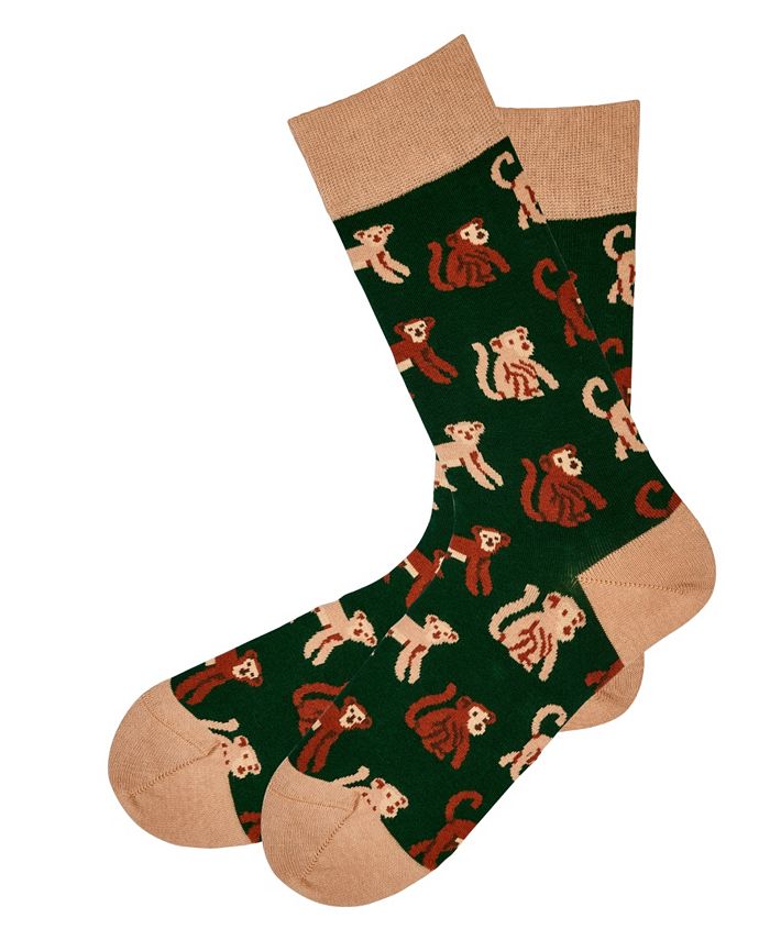 Love Sock Company Men's Monkey Novelty Colorful Unisex Crew Socks with ...