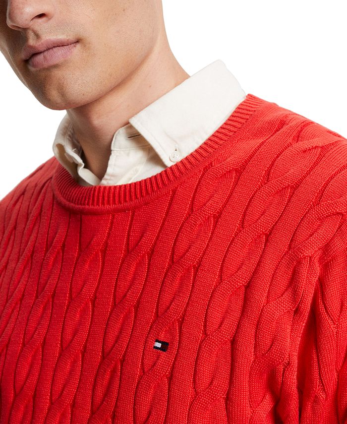 Tommy Hilfiger Men's Classic Cable Crewneck Sweater - Macy's