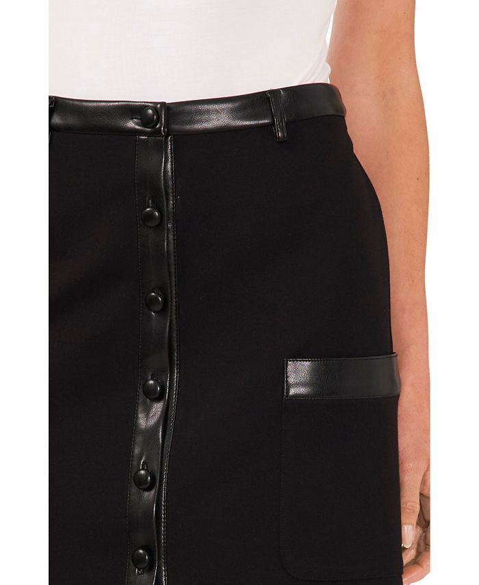 CeCe Women's Ponte Faux Leather Mini Skirt - Macy's