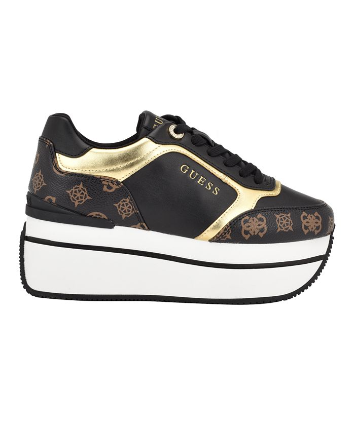 GUESS Women's Camrio Casual Double Platform Lace Up Sneakers - Macy's