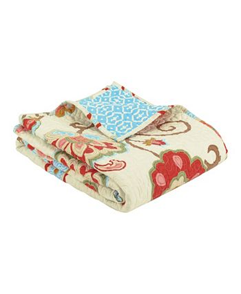 Levtex Ashbury Spring Jacobean Floral Quilted Throw, 50" x 60" - Macy's