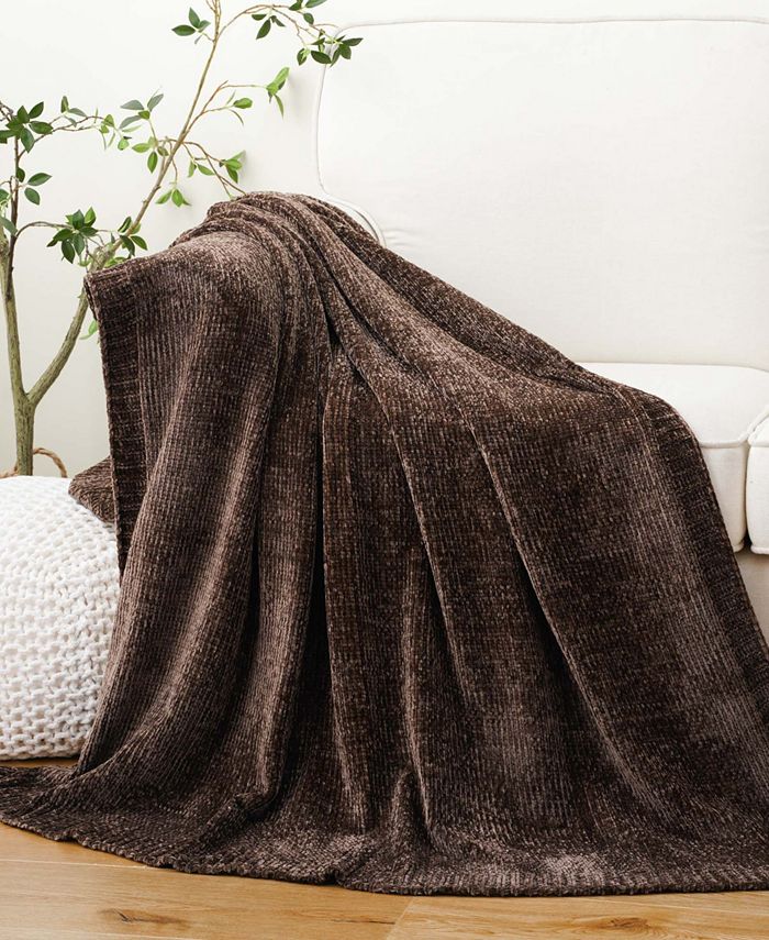 Battilo Lifestyle Solid Woven Micro Chenille Throw, 51" x 67" - Macy's