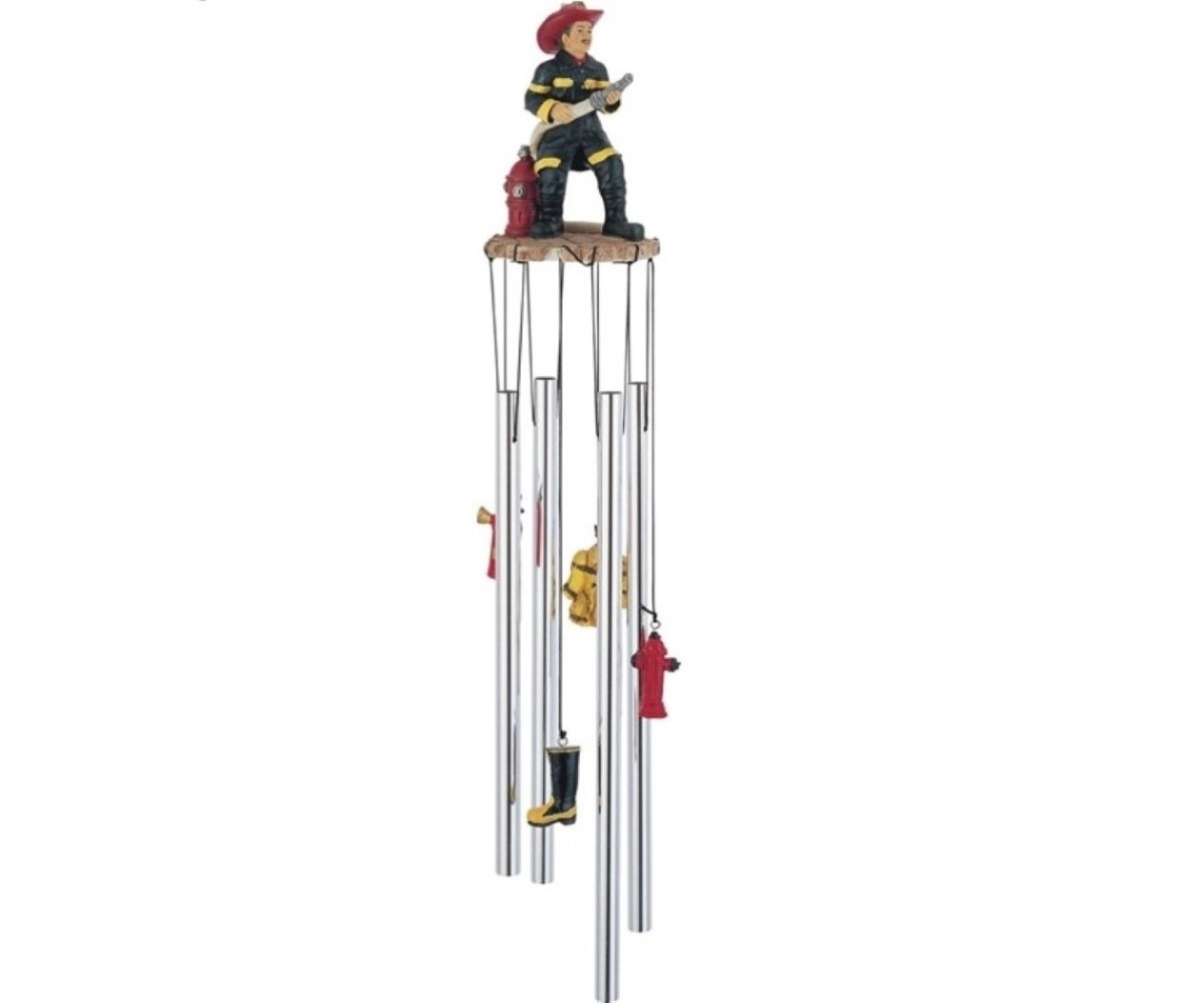 Click here for 23 Long Us Fireman on Duty Round Top Wind Chime -... prices