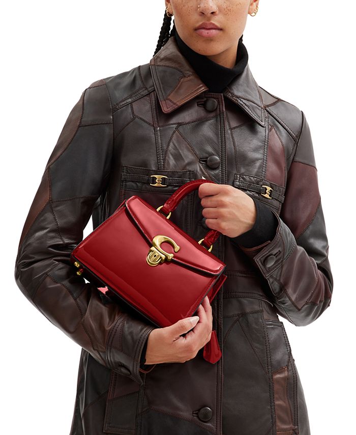 COACH Sammy Top Handle 21 Small Patent Leather Handbag - Macy's