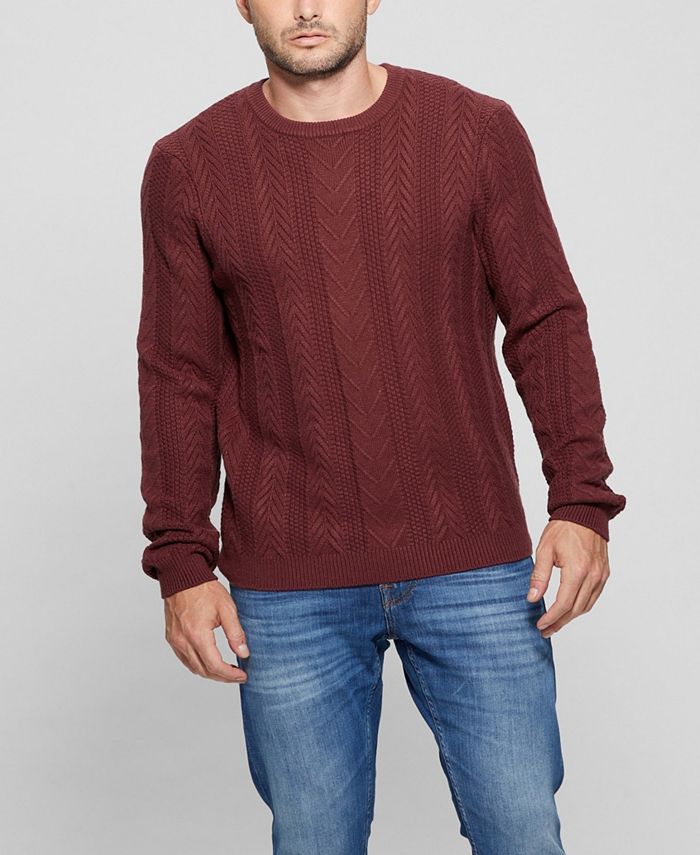 GUESS Men's Cable Ethan Long Sleeve Sweater - Macy's