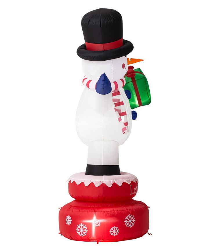 Glitzhome 6' Lighted Inflatable Rotating Snowman Decor - Macy's