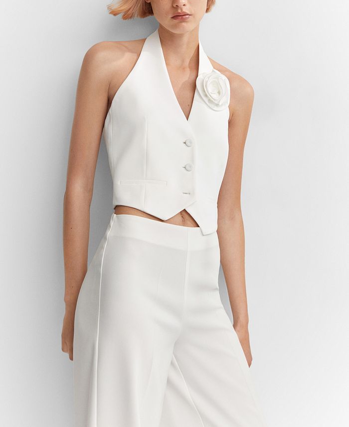 MANGO Women's Floral Applique Vest - Macy's