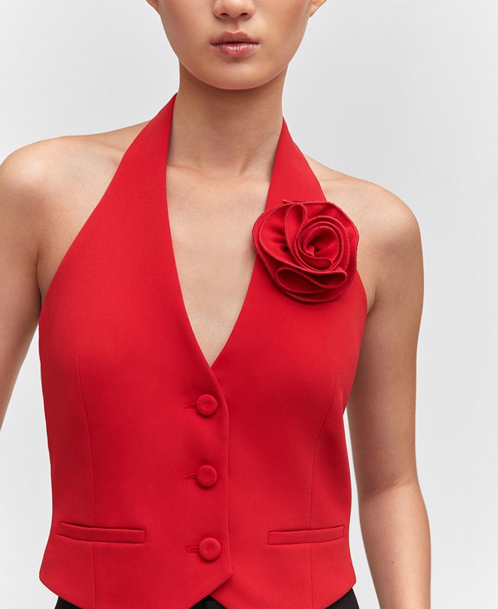 MANGO Women's Floral Applique Vest - Macy's