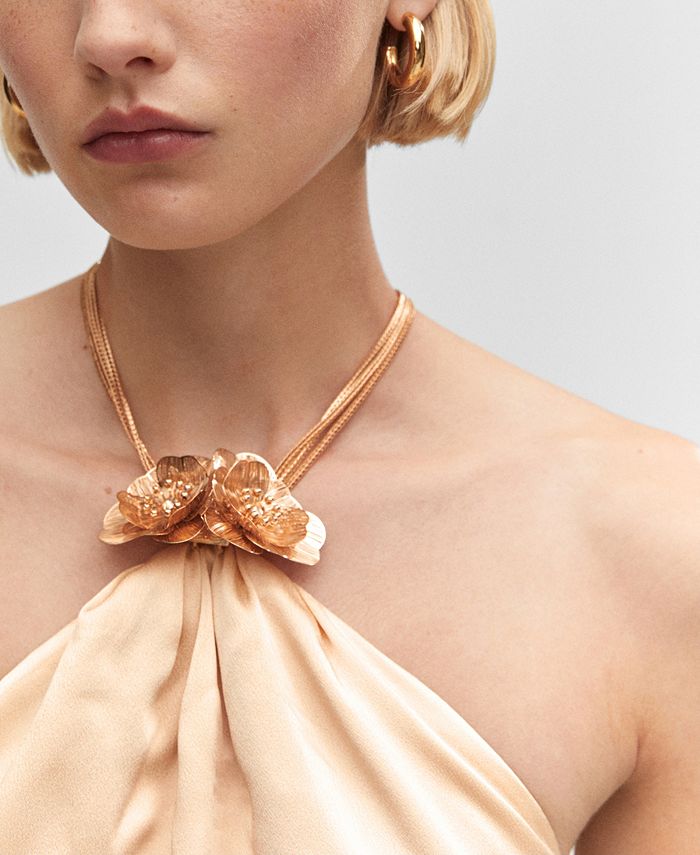 MANGO Women's Metallic Flower Detail Top - Macy's