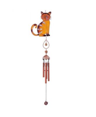 29" Long Brown Tabby Cat Copper and Gem Wind Chime - Macy's