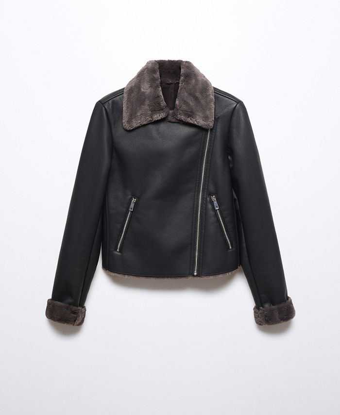 MANGO Women's Faux Shearling-Lined Jacket - Macy's