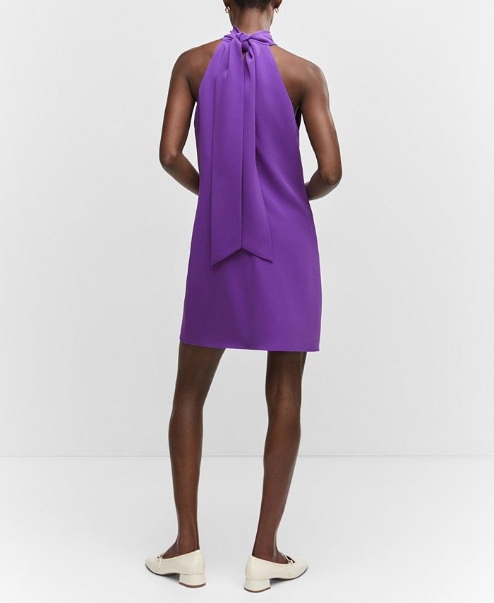 MANGO Women's Halter Neck Bow Dress - Macy's