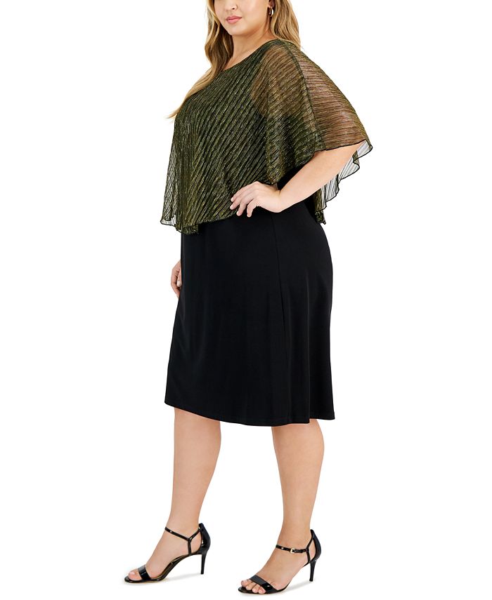 Connected Plus Size Metallic Cape-Overlay Sheath Dress - Macy's