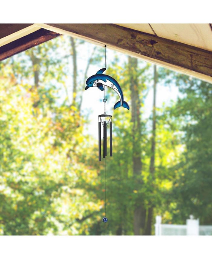 FC Design 35" Long Black Gem Dolphin Wind Chime Marine Life - Macy's