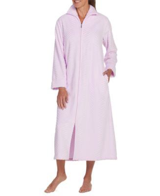 Miss Elaine Women's Textured Zip-Front Robe - Macy's