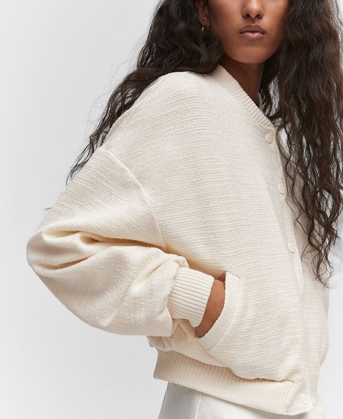 MANGO Women's Tweed-Look Bomber Jacket - Macy's