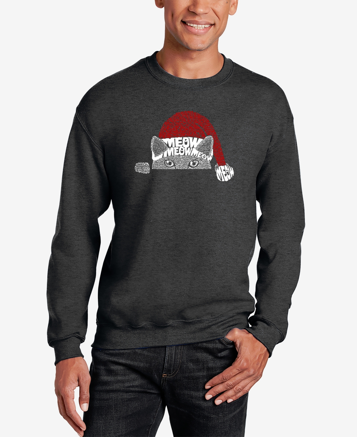 Click here for La Pop Art Mens Christmas Peeking Cat Word Art Cre... prices