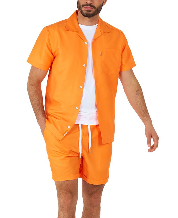 OppoSuits Men's Short-Sleeve Solid Orange Shirt & Shorts Set - Macy's