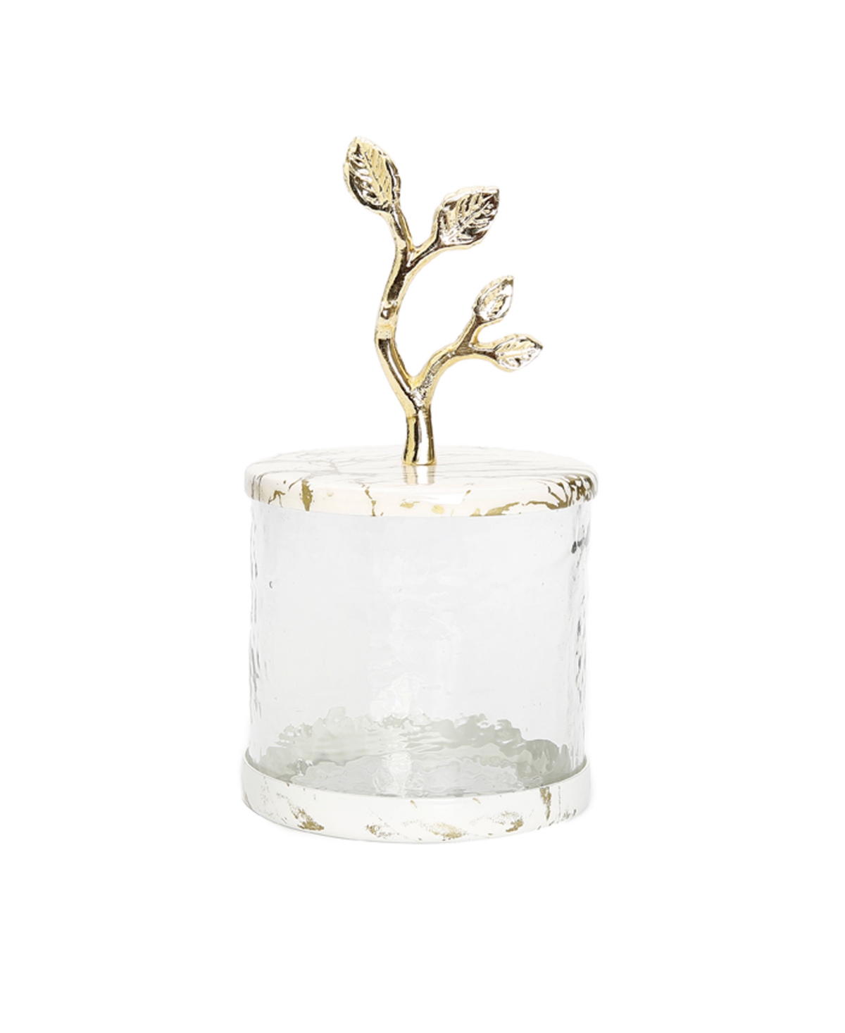 Click here for Glass Canister with Gold-Tone Marble Lid and Leaf... prices