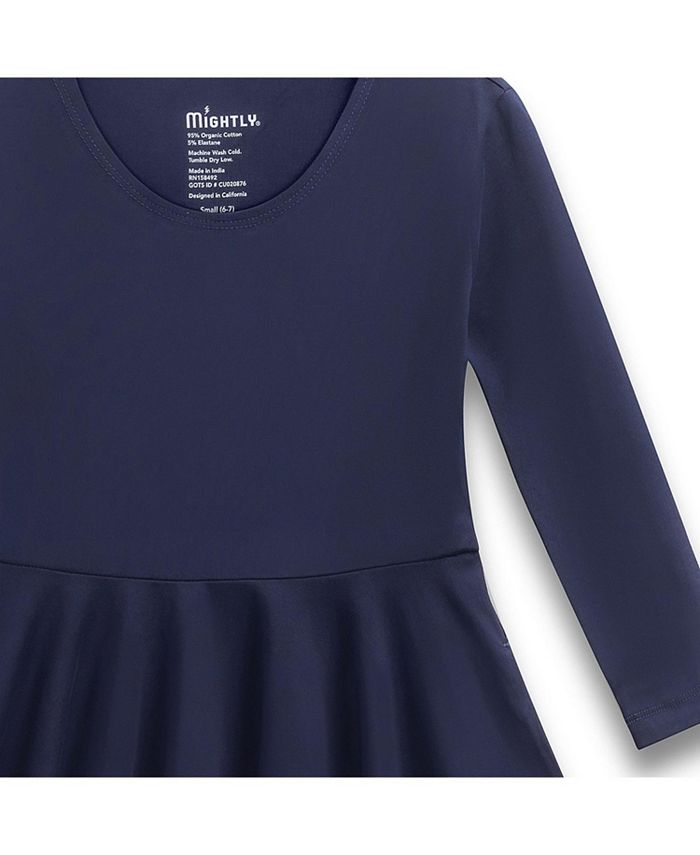Mightly Girls Fair Trade Organic Cotton Solid 3/4 Sleeve Twirl Dress ...