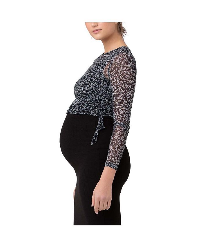 Ripe Maternity Maternity Layla Ruched Top Black/Storm - Macy's