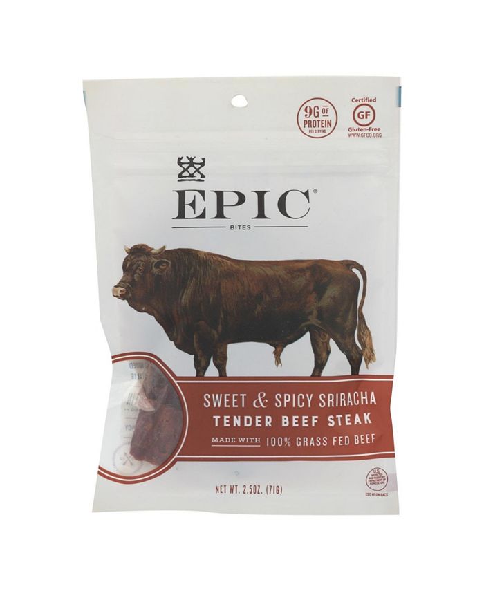 Epic - Jerky Bites - Sweet and Spicy Sriracha Tender Beef Steak - Case ...