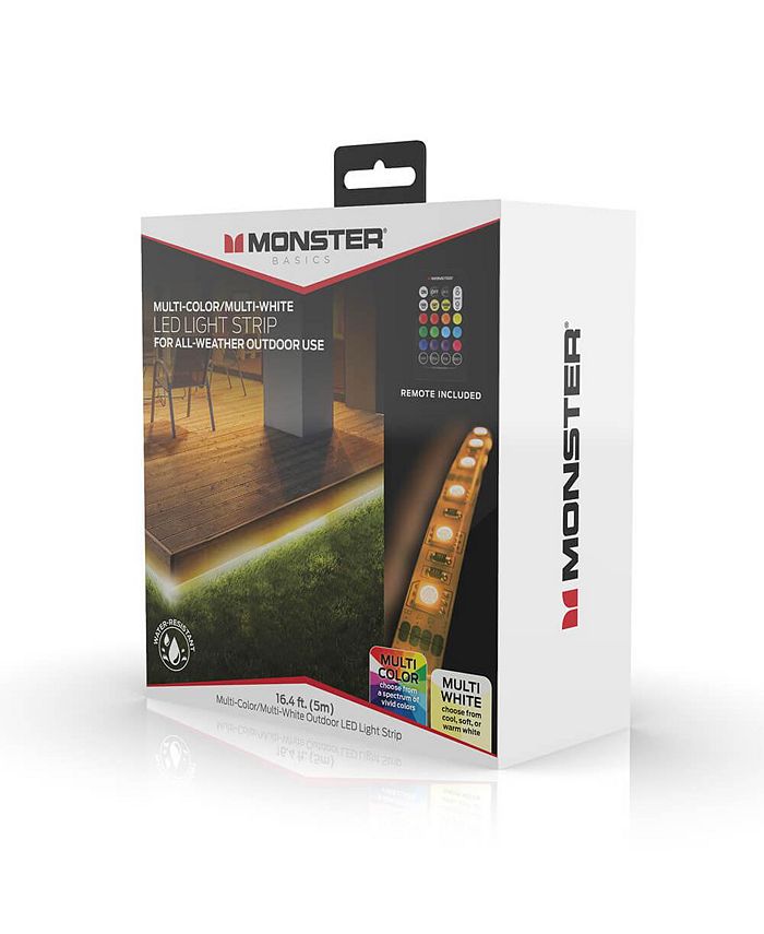 MONSTER CABLE 16.4ft Multi-Color Multi-White Outdoor LED Light Strip ...