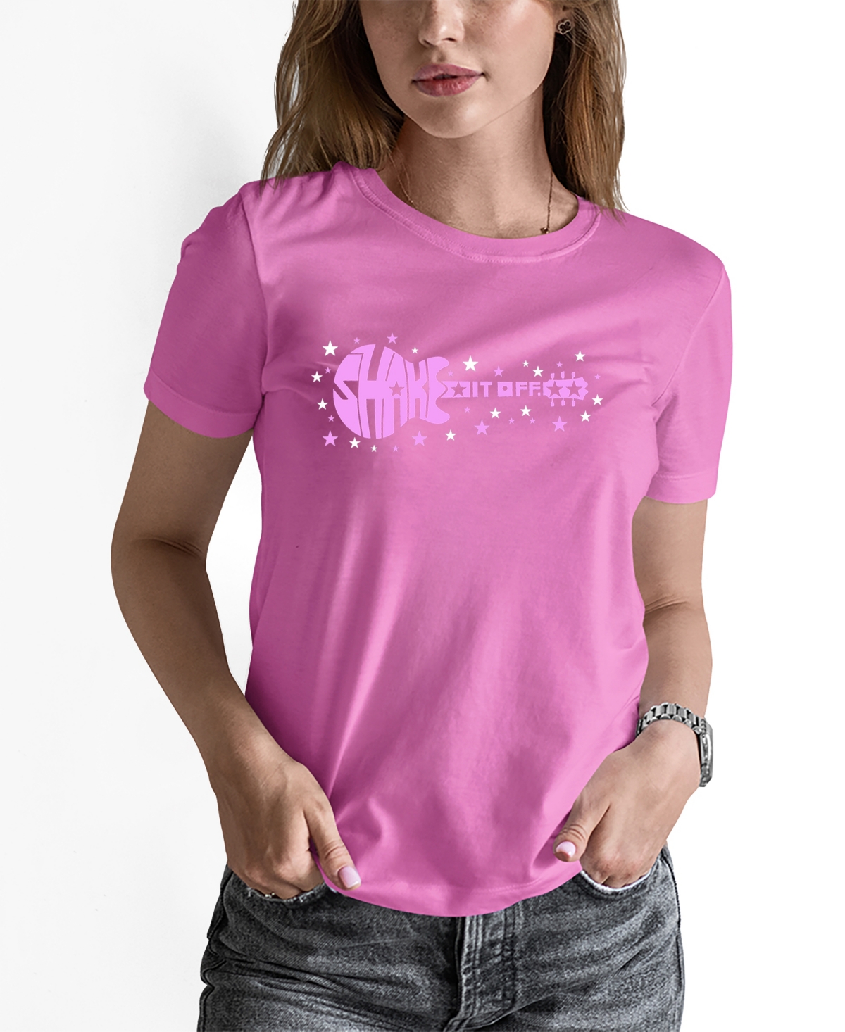 Click here for La Pop Art Womens Shake It Off Word Art Short Slee... prices