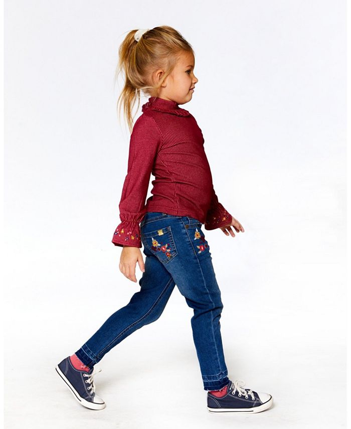 Deux par Deux Girl Denim Jeans With Embroidery - Toddler|Child - Macy's