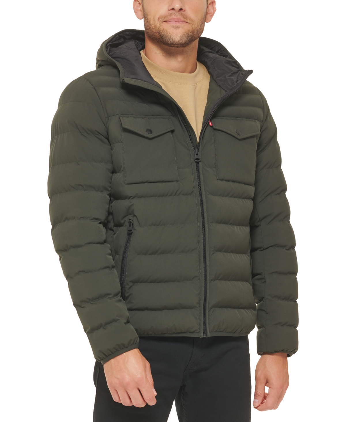 Click here for Levis Mens Stretch Hooded Two-Pocket Quilted Jacke... prices